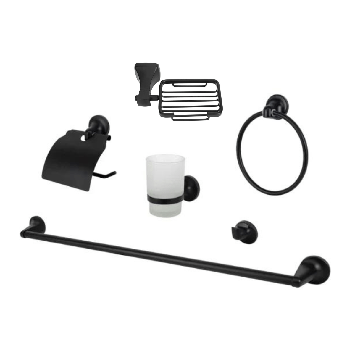 Buy Black 6 Pieces Bathroom Accessories Set | Shop at Supply Master ...