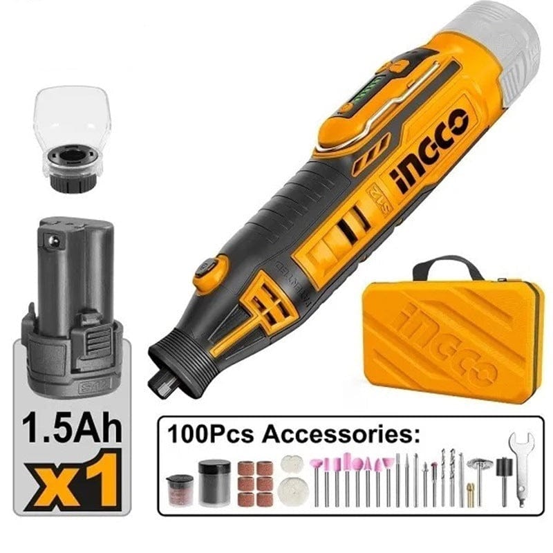 Buy Ingco Cordless Lithium-ion Mini Grinder 12V with 100 Pieces ...