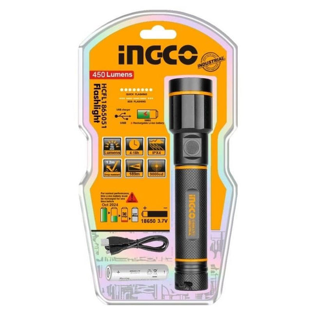 Buy Ingco Waterproof Rechargeable LED Flashlight 450 Lumens ...