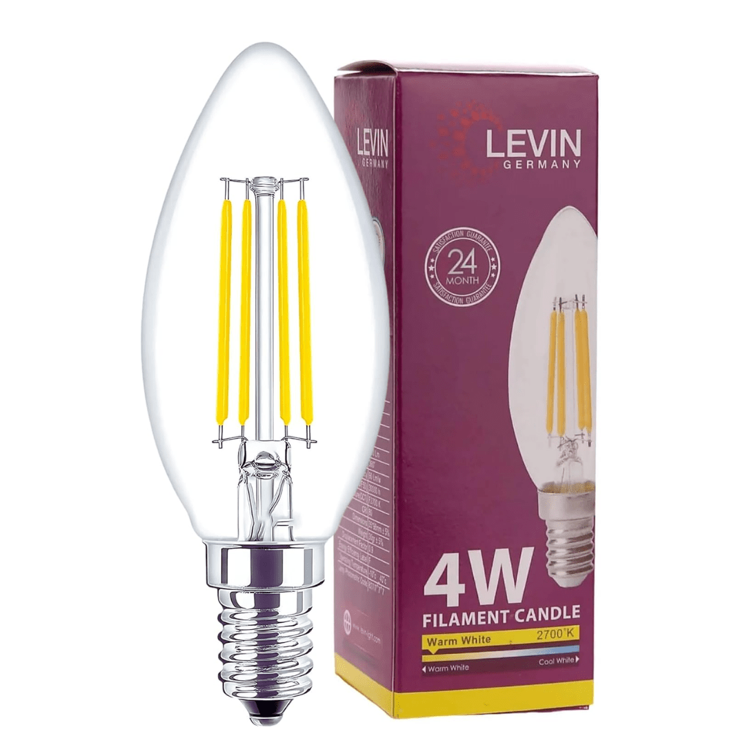 Buy Levin LED C37 Filament Candle Bulb E14 – 4W Warm White | Decorative ...