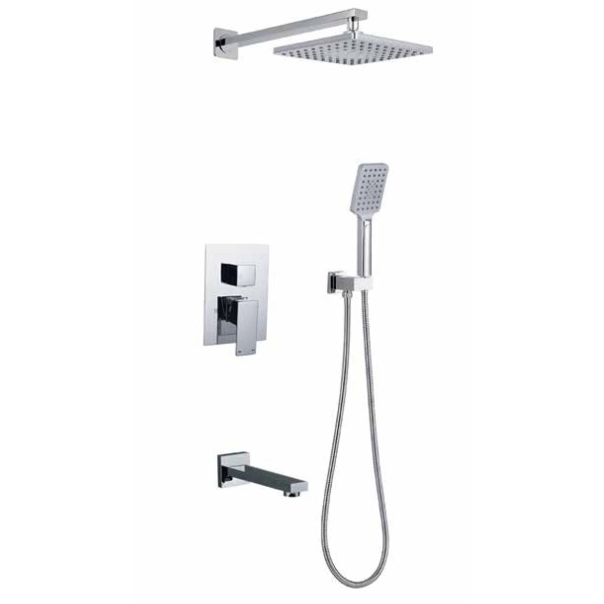 Buy Bathroom Chrome Concealed Wall Mounted Three-Function Square ...
