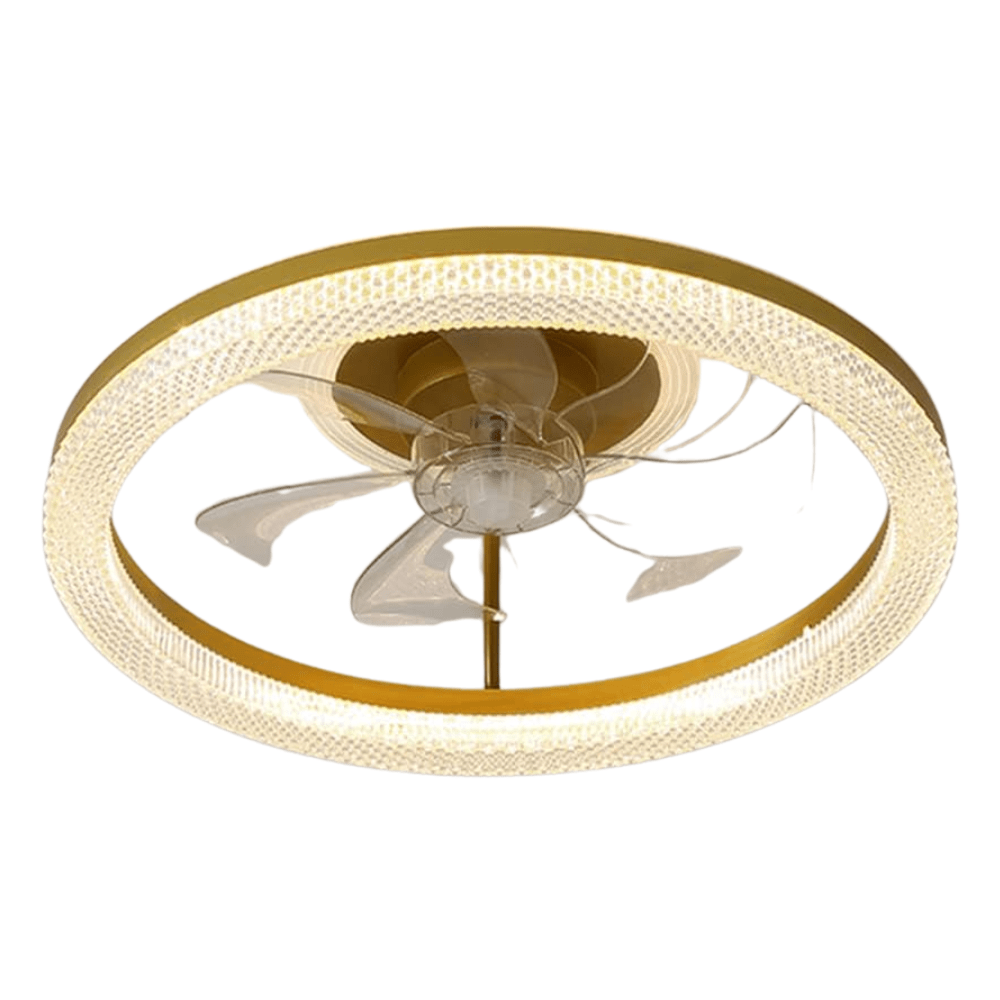 Buy Modern Art Brushed Gold Circular Ceiling Fan Lamp - ESC-RGB-350 ...