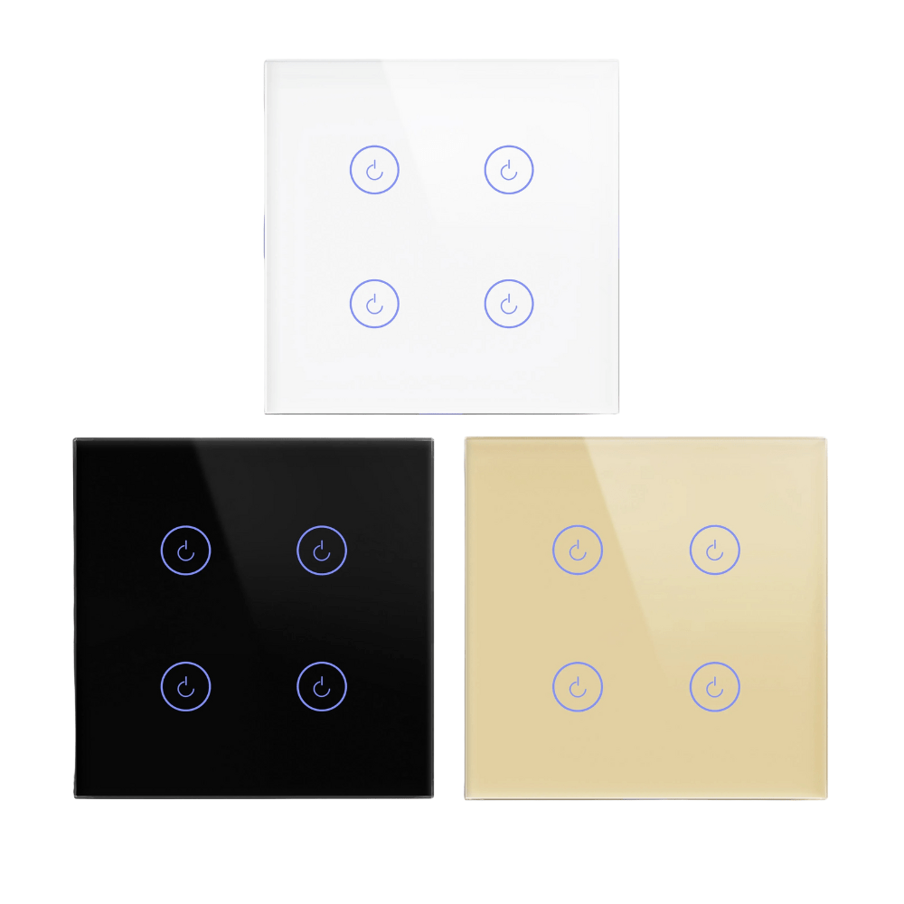 Buy Smart Wi-Fi 4-Gang Touch Light Switch | Voice & App Control (White ...