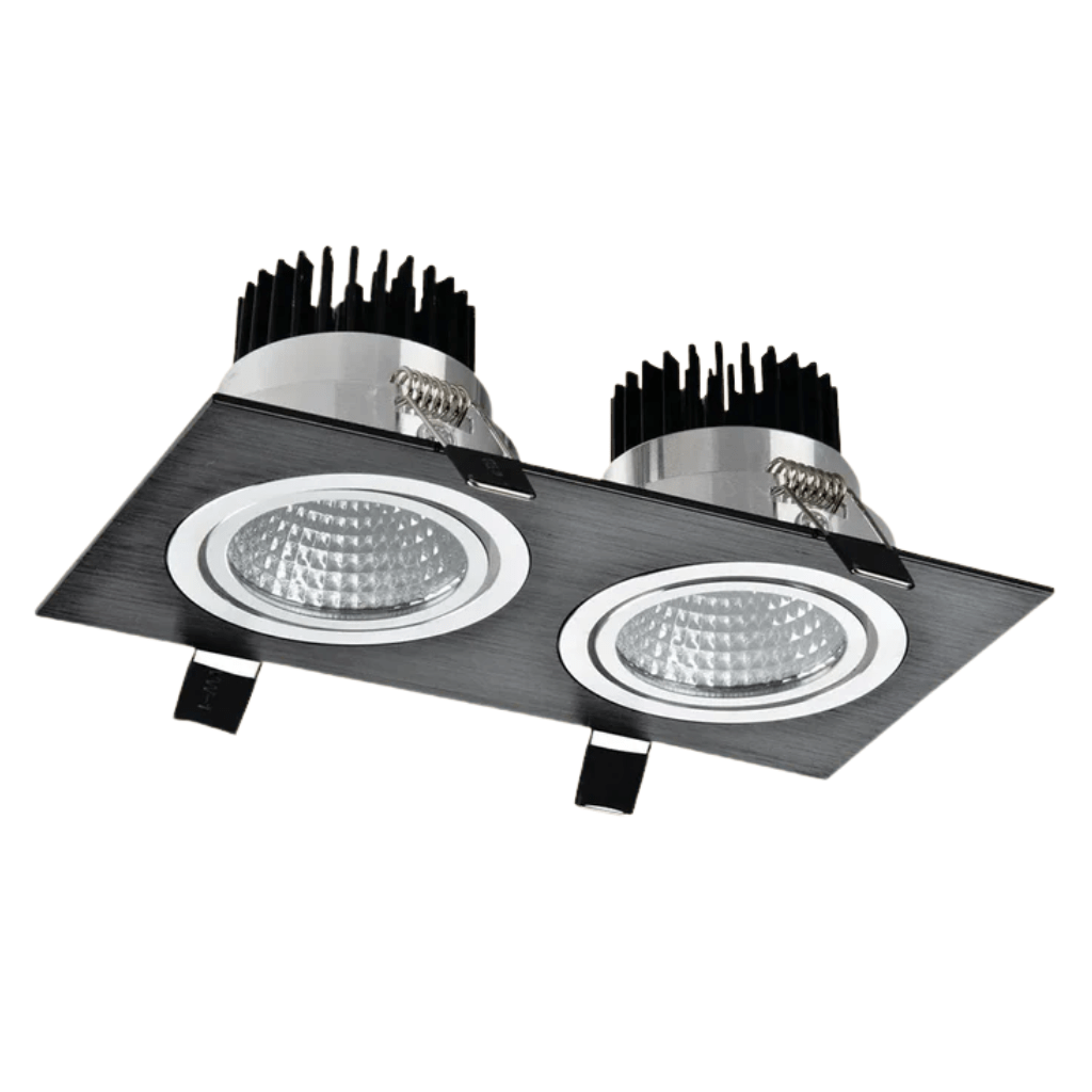 Buy LED Black 2 Way Tilt Recessed Rectangle Downlight - 2x5W | Shop ...