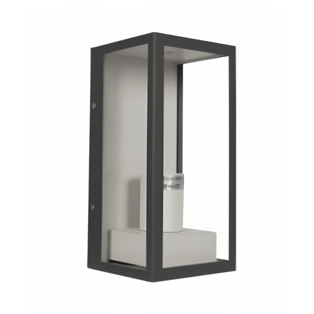 Buy Modern Grey & White Clear Glass E27 Lantern Cuboid Wall Lamp - 60W ...