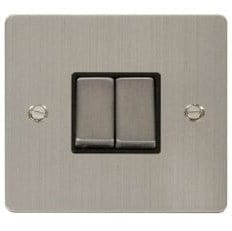 Click Define Flat Plate Stainless Steel 2 Gang 2 Way Switch | Supply ...